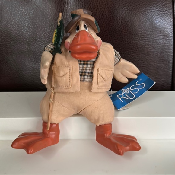 Other | Vintage Russ Duck Berrie Critter Factory Duck Fishing Themed ...